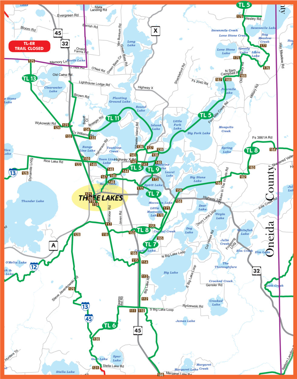 Three Lakes, WI Snowmobile Trail Maps | Northern Lights Snowmobile Club